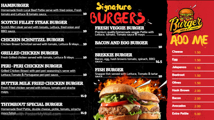 Burger Restaurant Menu Template | PosterMyWall
