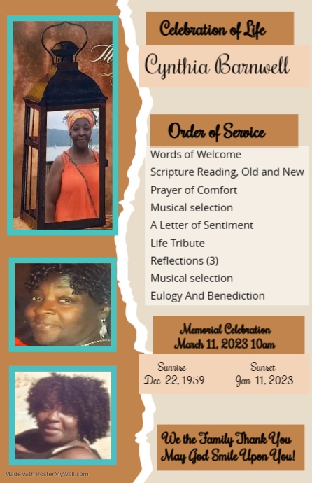 Copy of Brown modern funeral program | PosterMyWall