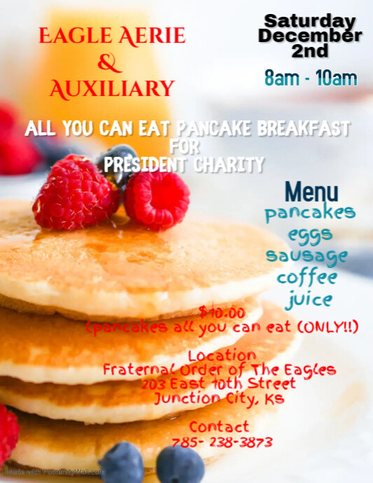 Fire Company Pancake Breakfast Fundraiser Flyer | PosterMyWall