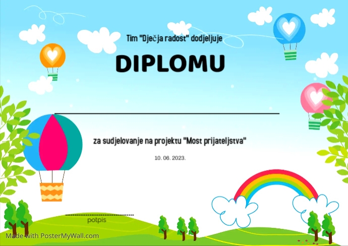 Elementary School Certificate | PosterMyWall