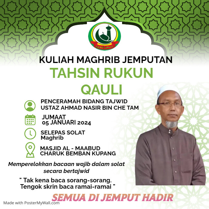 Kuliah Maghrib Mosque Template | PosterMyWall