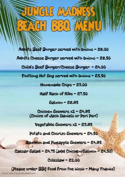 Beach menu | PosterMyWall