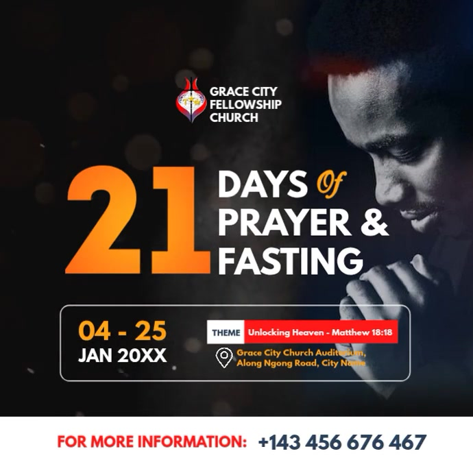 21 Days of Prayer & Fasting — Church Spiritual Program Flyer | Editable ...