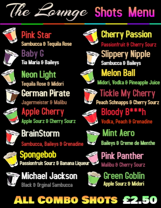 Copy of Bar Shots Cocktail Menu Template | PosterMyWall