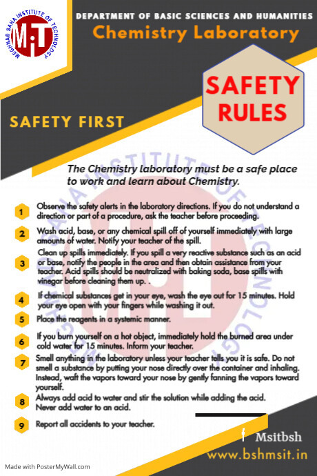 Copy of SAFETY RULES-Chemistry Lab | PosterMyWall