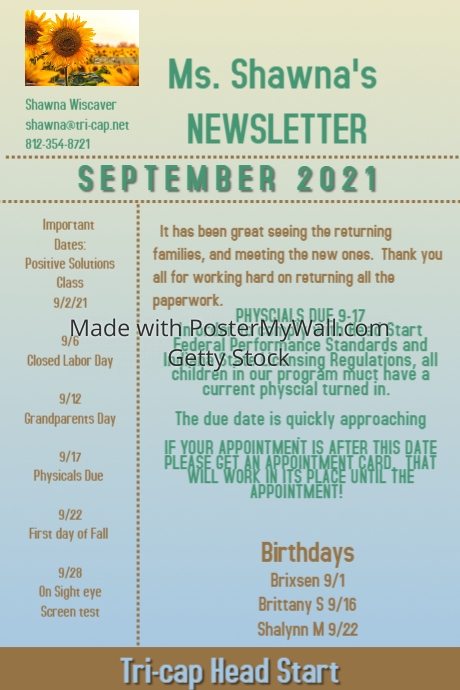 Copy of September Monthly Newsletter | PosterMyWall