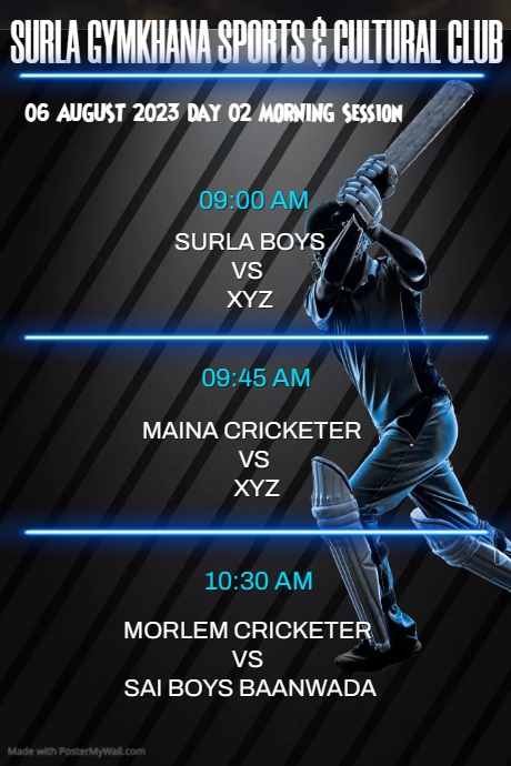 Copy of Cricket schedule | PosterMyWall