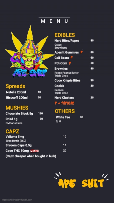edible menu | PosterMyWall