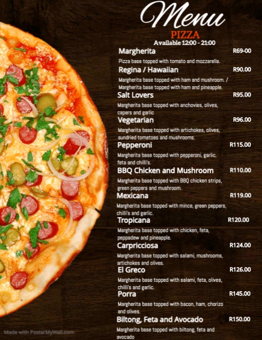 Copy of Pizza Menu | PosterMyWall