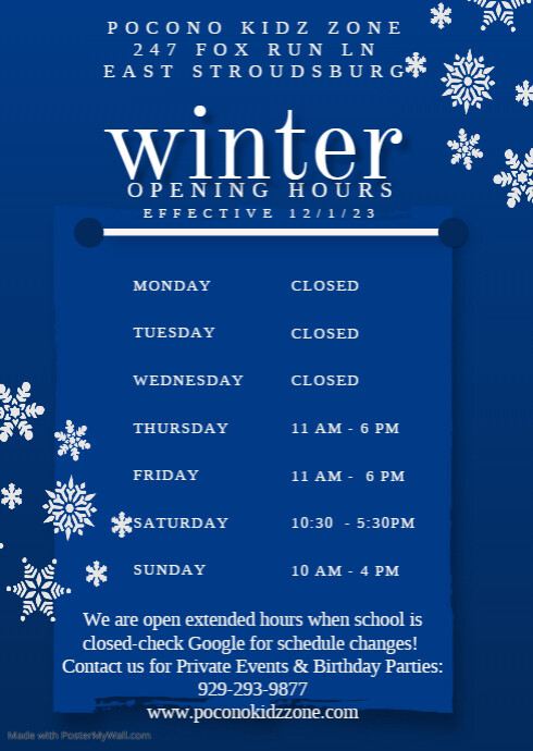 Copy of Winter Hours Template | PosterMyWall