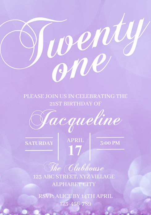 21st Birthday Invitation Template | PosterMyWall