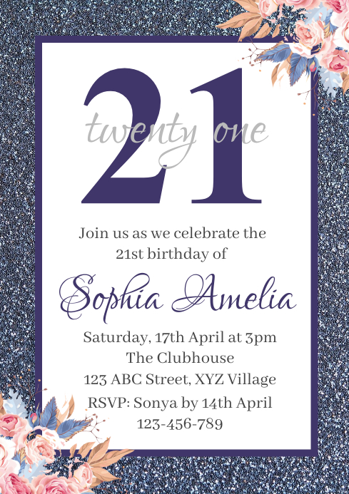21st Birthday Invitation Template | PosterMyWall