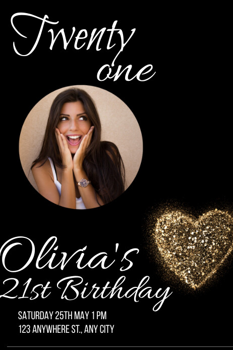 21st Birthday invitation Template | PosterMyWall