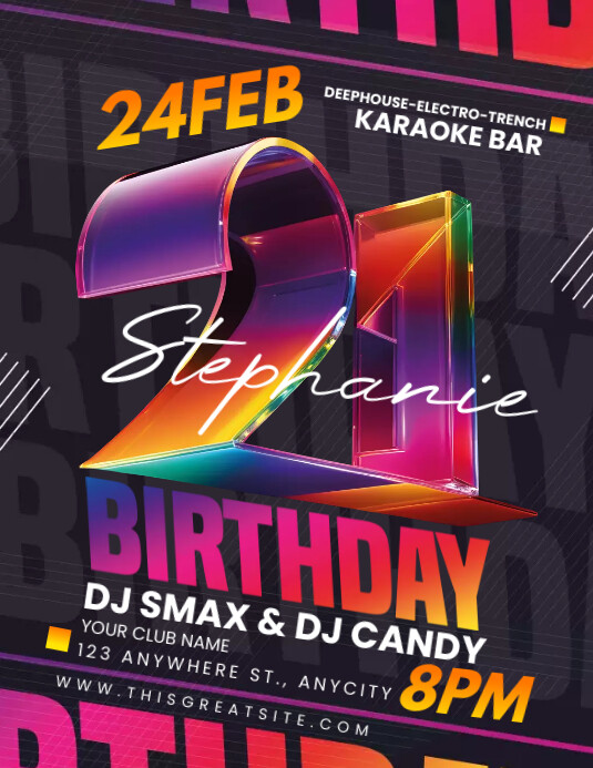 21th Birthday party Fullcolor Template | PosterMyWall