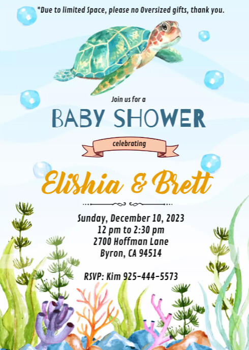 Cute turtle birthday invitation | PosterMyWall