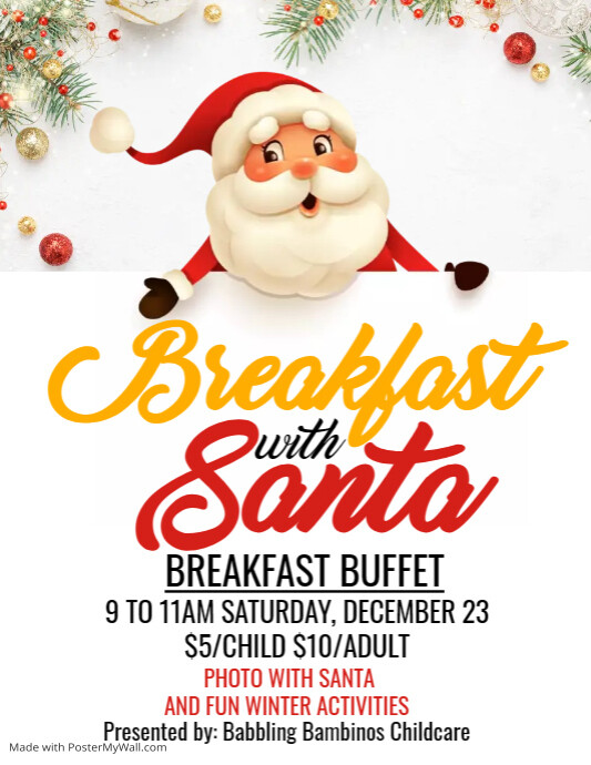 Breakfast with Santa Flyer | PosterMyWall