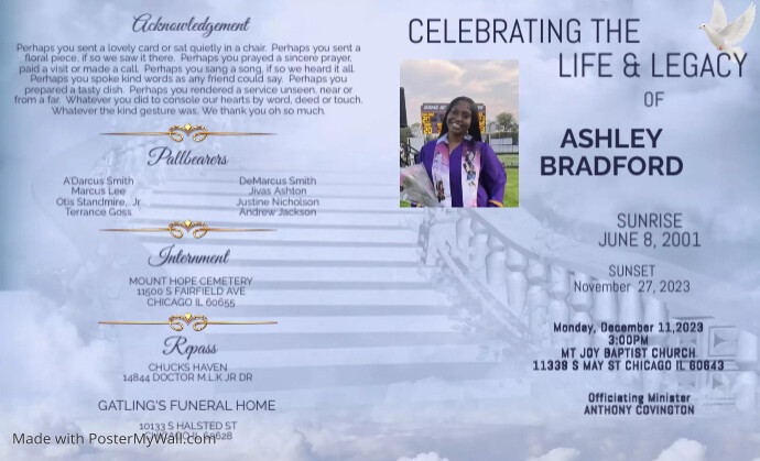 FUNERAL PROGRAM - HEAVEN STAIRS 1 | PosterMyWall