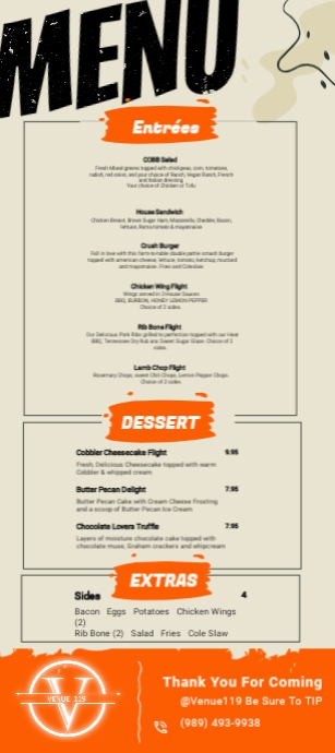Orange Menu Rack Card (1) | PosterMyWall