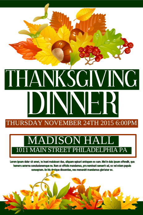 Thanksgiving Dinner Template | PosterMyWall