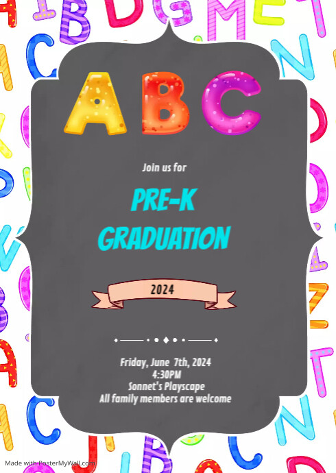 Alphabet girl birthday invitation | PosterMyWall