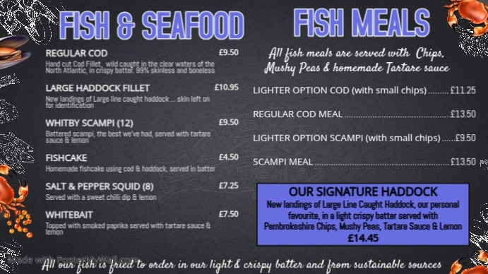 Sea food menu ,menu | PosterMyWall