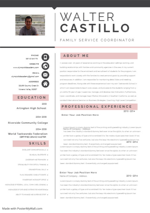 1 & 2 Page Professional Resume / CV | PosterMyWall