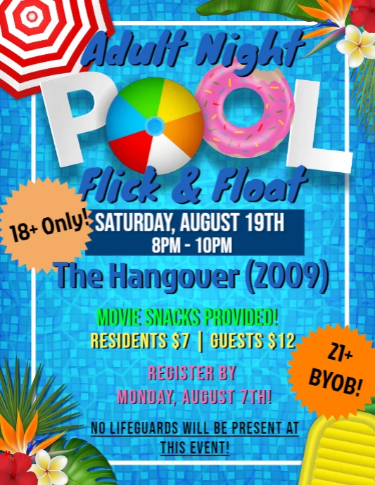 Adult Night Flick & Float | PosterMyWall