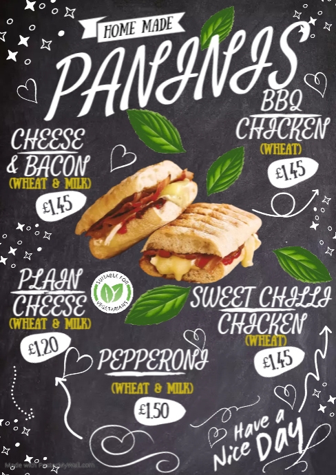 Sandwich Menu Poster design template | PosterMyWall