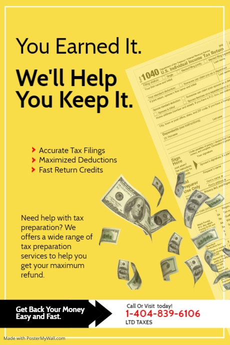Copy of Copy of Income Tax Preparation Poster Template | PosterMyWall