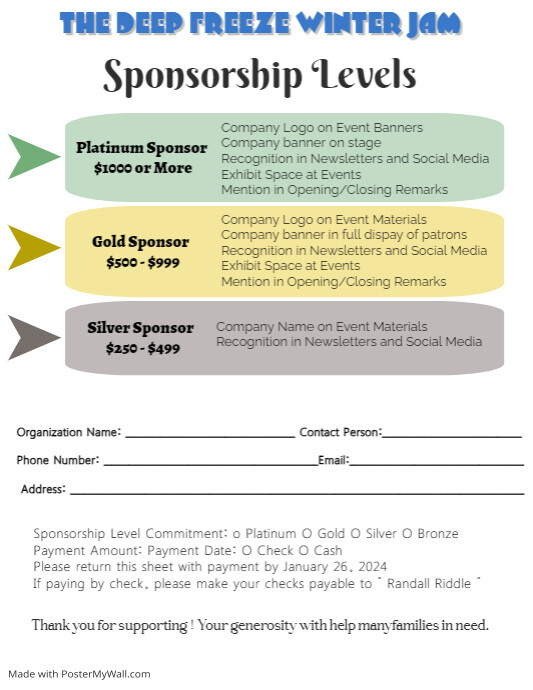 PTO PTA Sponsorship Levels Form | PosterMyWall