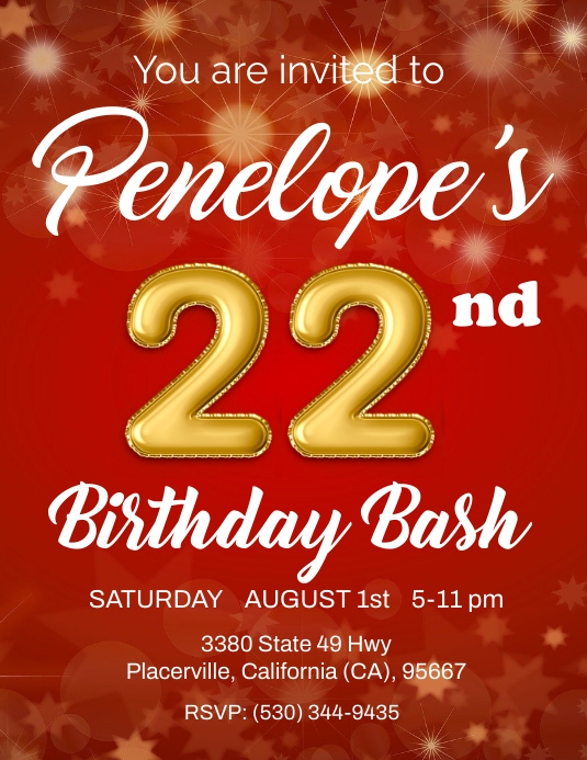 22nd bday Template | PosterMyWall