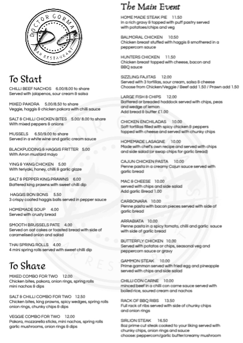 Copy of GORMANS MENU 1 | PosterMyWall