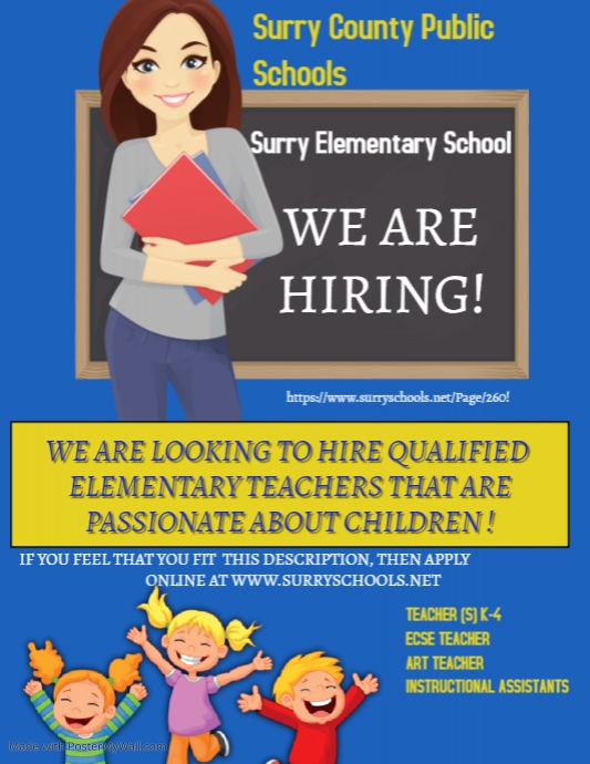 Copy of WE ARE HIRING SCHOOL POSTER FLYER TEMPLATE | PosterMyWall