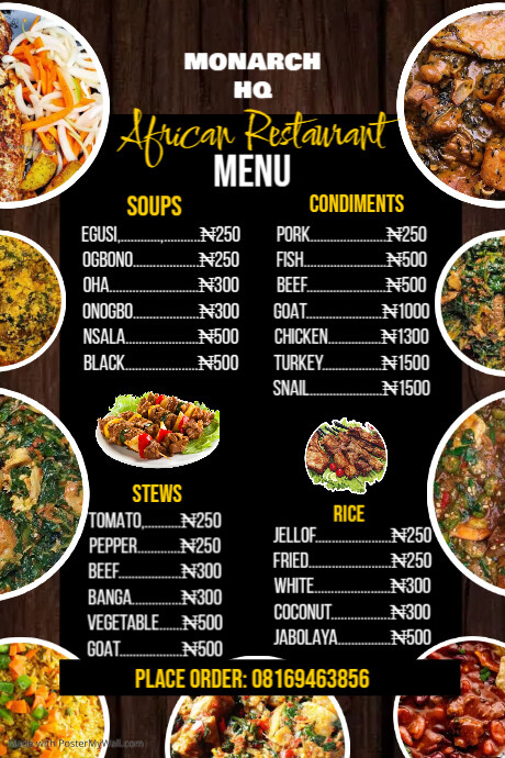 Copy of African Kitchen menu flyer | PosterMyWall