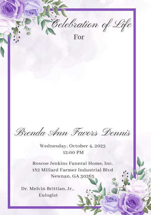 Purple Flower funeral program template | PosterMyWall