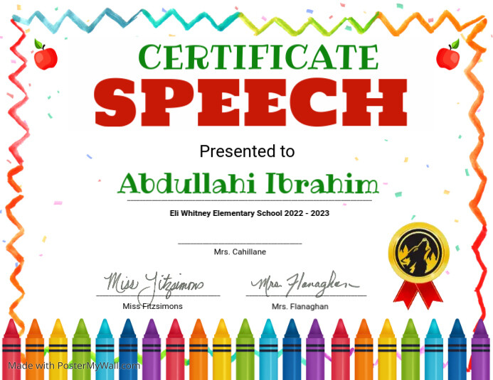 Copy of Speech Certificate | PosterMyWall