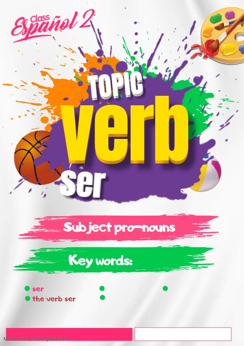 Copy of Topic subject pronouns and the verb ser | PosterMyWall