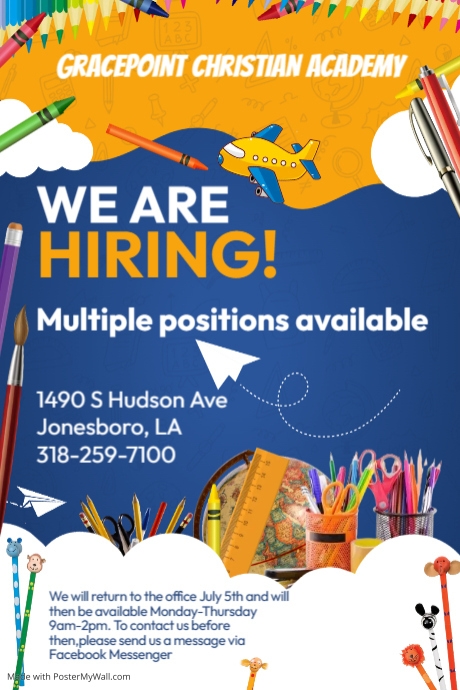 Copy of School Hiring Teachers Ad Poster Template | PosterMyWall