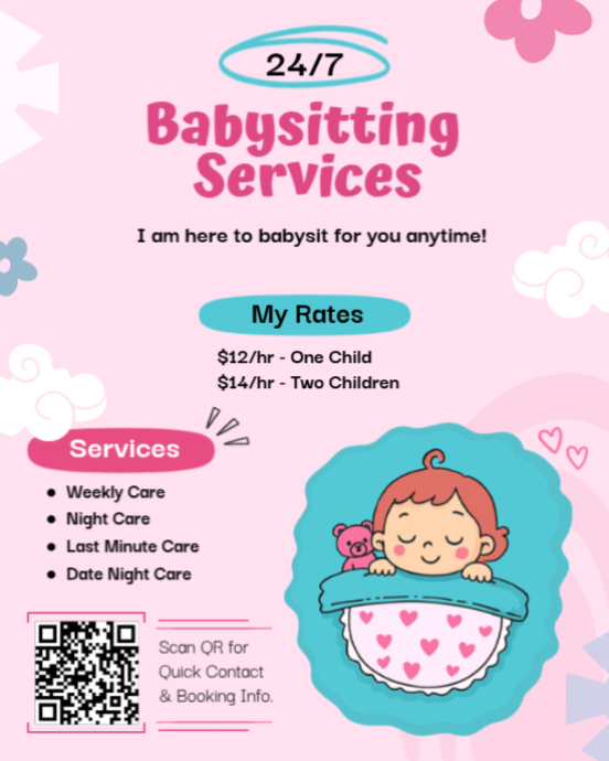 24/7 Babysitting Services Flyer Template – Reliable Child Care ...