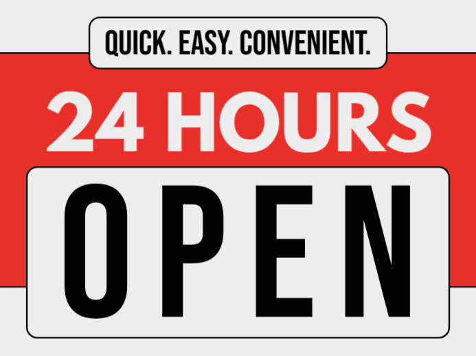 24 Hours Open Sign Template | PosterMyWall