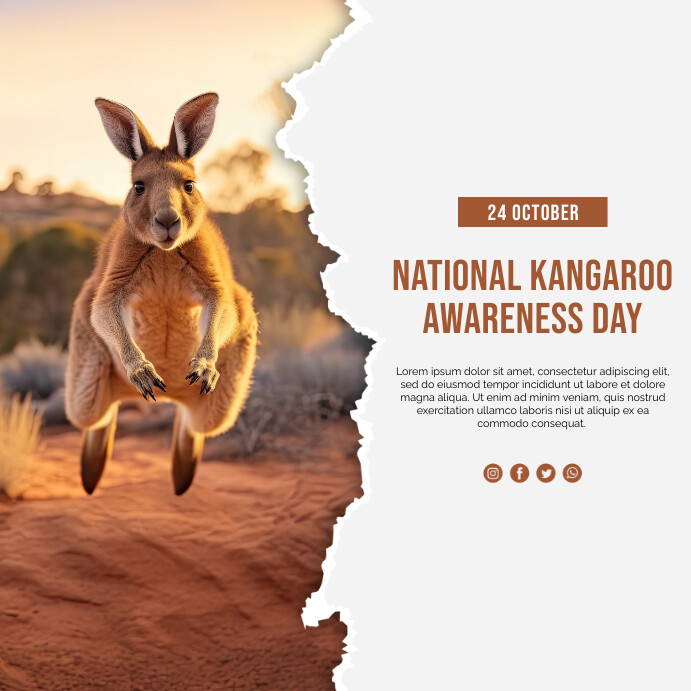 24 Oct - National Kangaroo Awareness Day Template | PosterMyWall