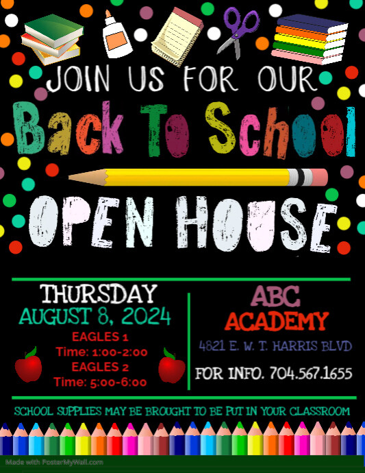 BACK TO SCHOOL OPEN HOUSE FLYER | PosterMyWall