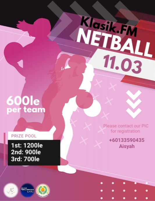 Copy of Pink Netball Game Day Flyer | PosterMyWall