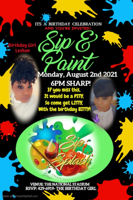 Copy of Sip & Paint Poster Template | PosterMyWall