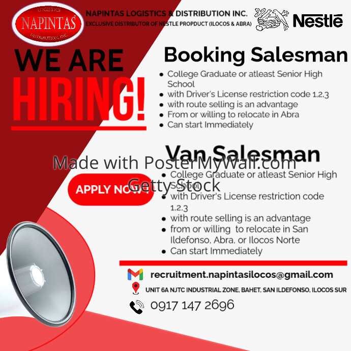 minimal hiring red and white hiring instagram (1) | PosterMyWall