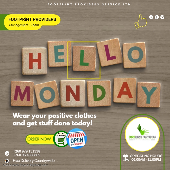 Monday motivation wood blocks instagram post | PosterMyWall