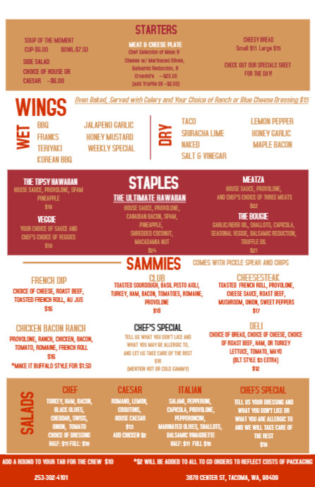 Back of menu EDIT ME | PosterMyWall