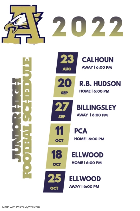 Autaugaville High School 2022 JV Football Schedule | PosterMyWall