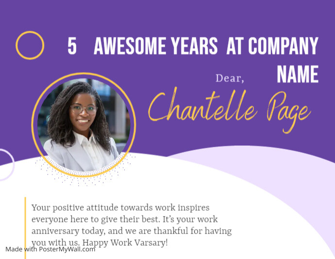 Purple Work Anniversary Certificate | PosterMyWall