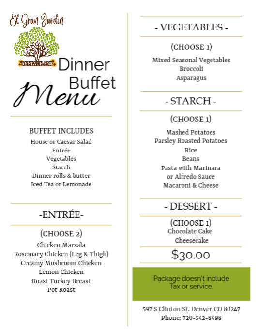 Dinner Buffer | PosterMyWall